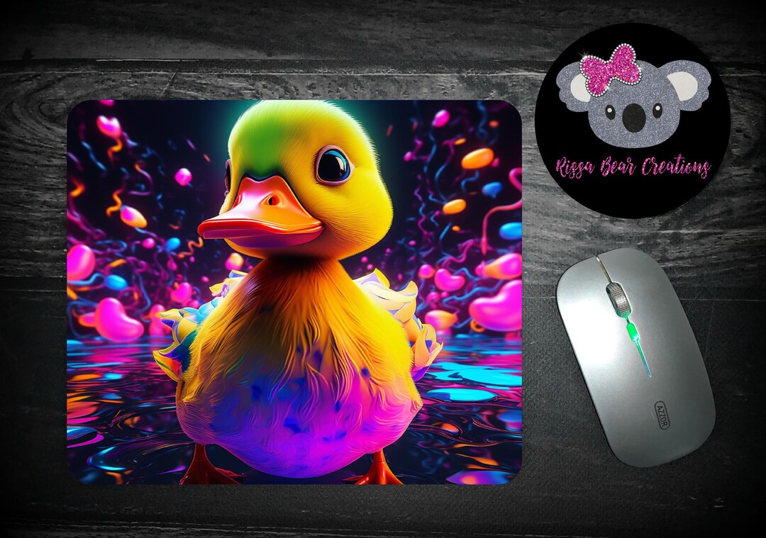 Cute Neon Psychedelic Duck Mouse Pad | Rainbow Duck Mouse Pad ...