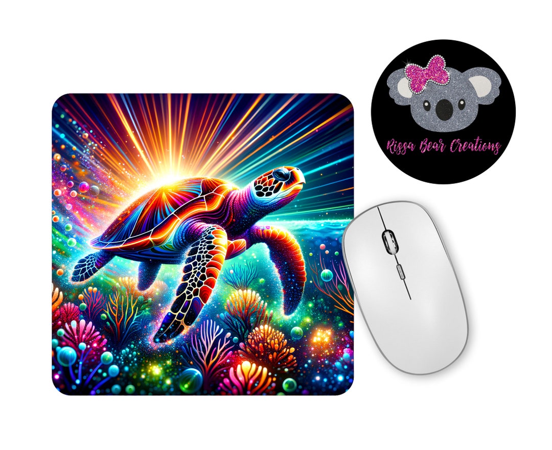Sea Turtle Rainbow Mouse Pad Beach Mouse Pad Sea Turtle Mouse Pad Ocean ...