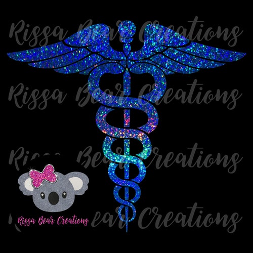 Caduceus Vinyl Decal Caduceus Holographic Glitter Sticker | Etsy
