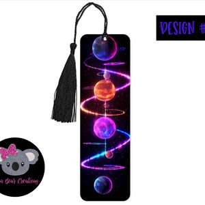 Glowing Neon Planets Bookmark Set Neon Planets Bookmark Set Galaxy ...