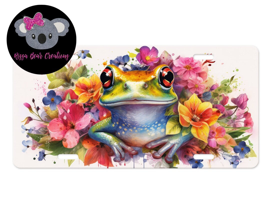 Floral Frog License Plate Car Tag Frog Car Tag Frog License Plate - Etsy