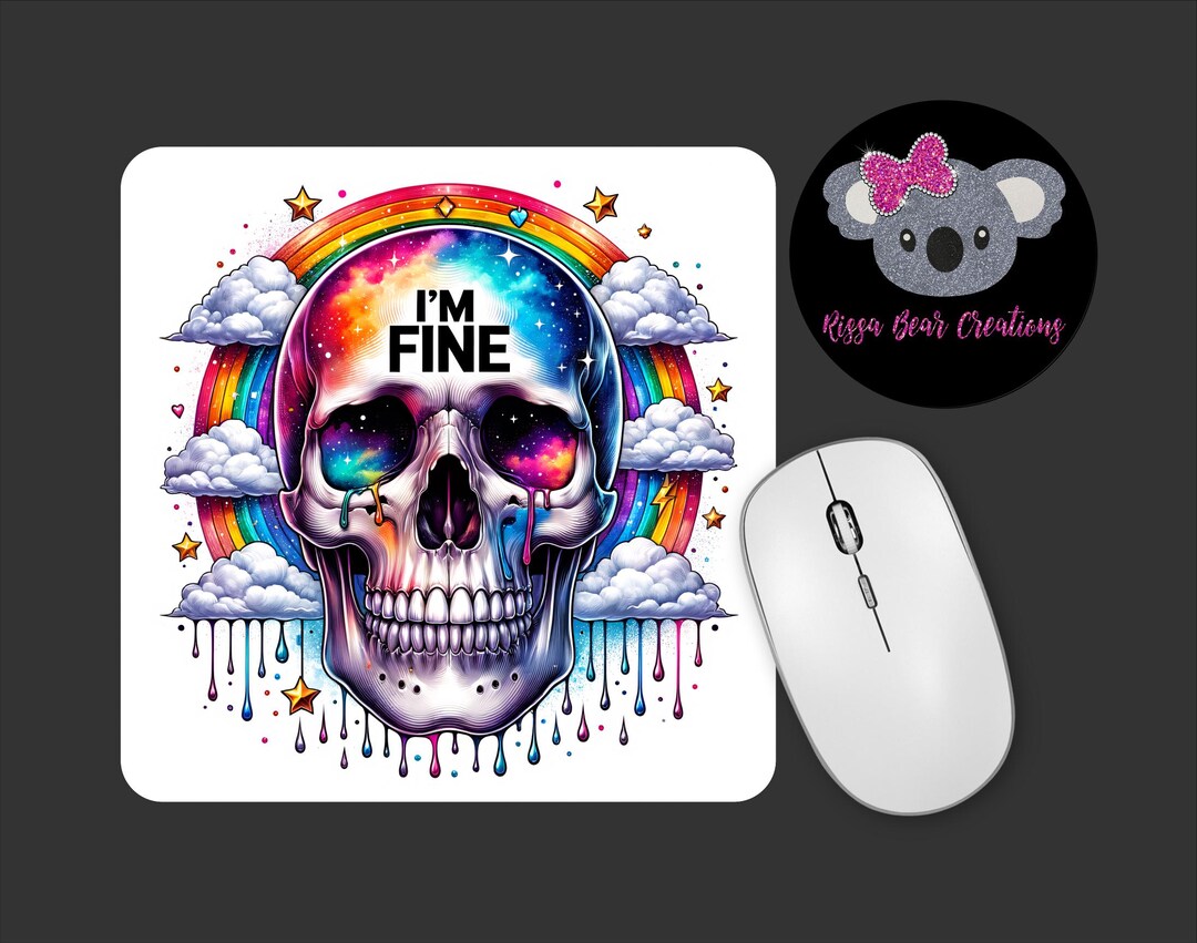 Trippy Skeleton "i'm Fine" Mouse Pad | Psychedelic Mouse Pad | Funny ...