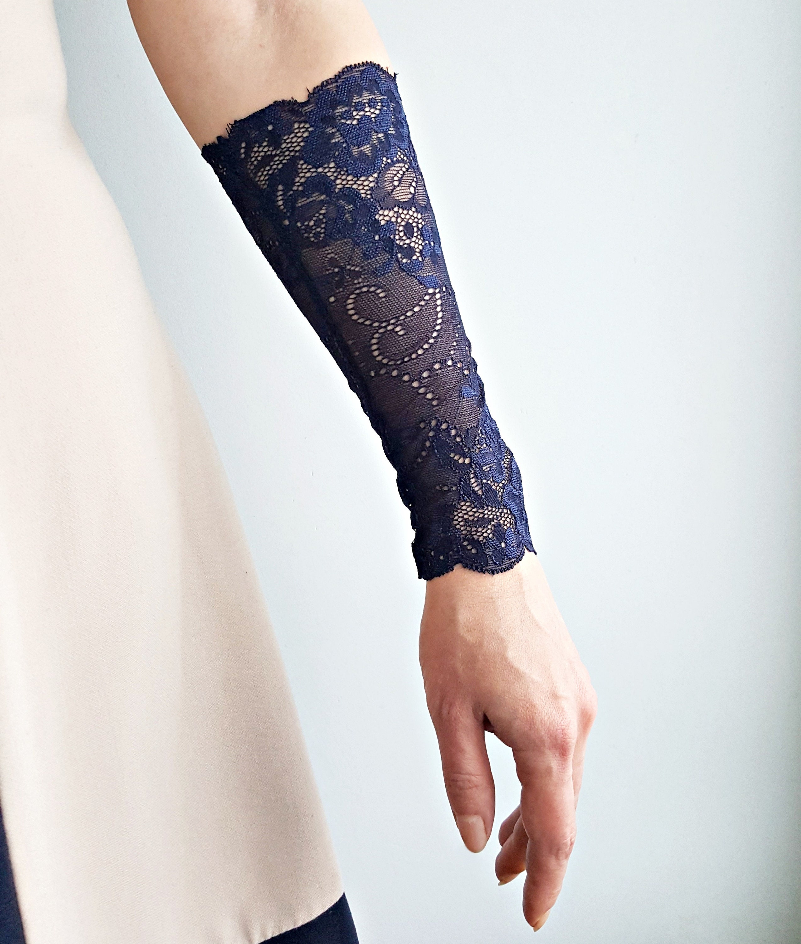 Navy Arm Tattoo Covers Lace Long Cuff Bracelet Forearm - Etsy