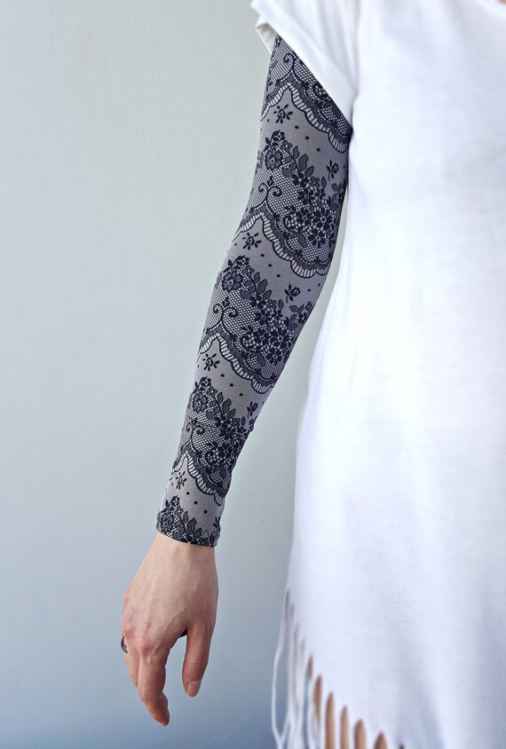 Gray Long Arm Sleeves Pair Sun Protection Sports Arm Warmers Long Gloves Breathable Tattoo Cover Up Etsy UK
