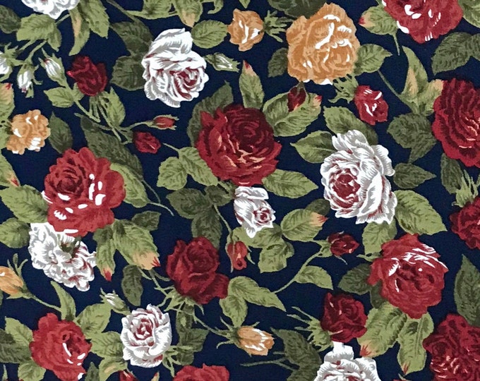 Rose Fabric Blue Roses for A Red Lady by Peacoquettedesigns Rose Floral ...