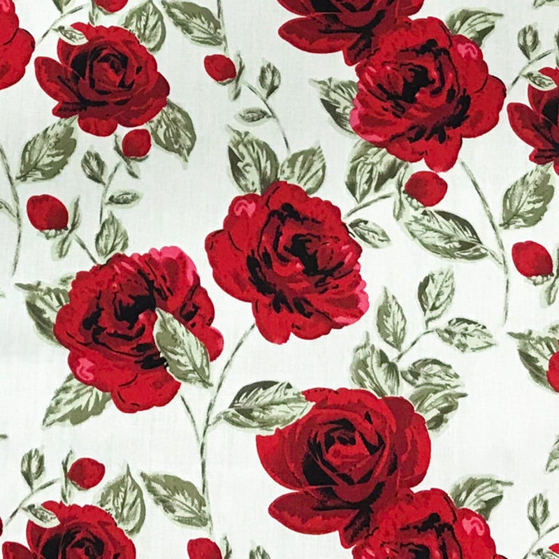 Rose Print Fabric - Etsy