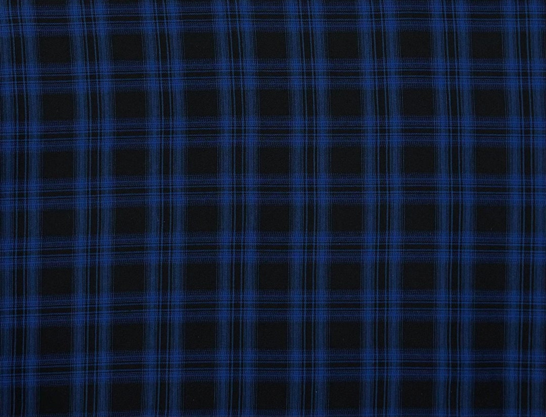 NEW! Fabric Deep Blue Plaid Tartan - Blue Plaid - Checkered Fabric ...