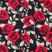 Fabric "the Black Rose Garden" Red Rose Print / Floral Cotton Fabric ...