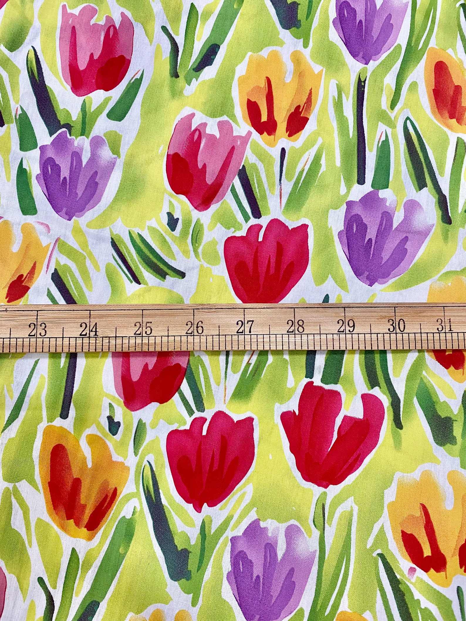 NEW! Fabric “tulip Garden" Colorful Tulip Floral Print - Floral Cotton ...