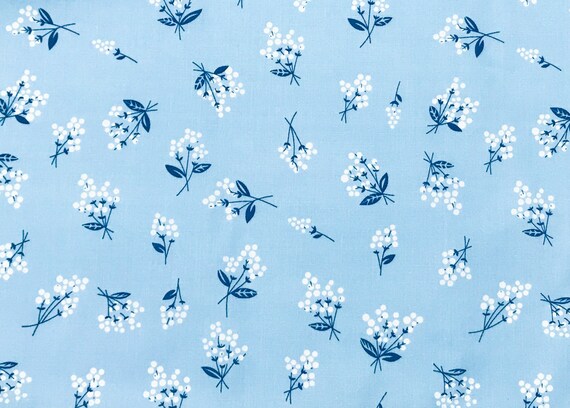 Fabric soft Blue Baby Flower Soft Blue Background | Etsy