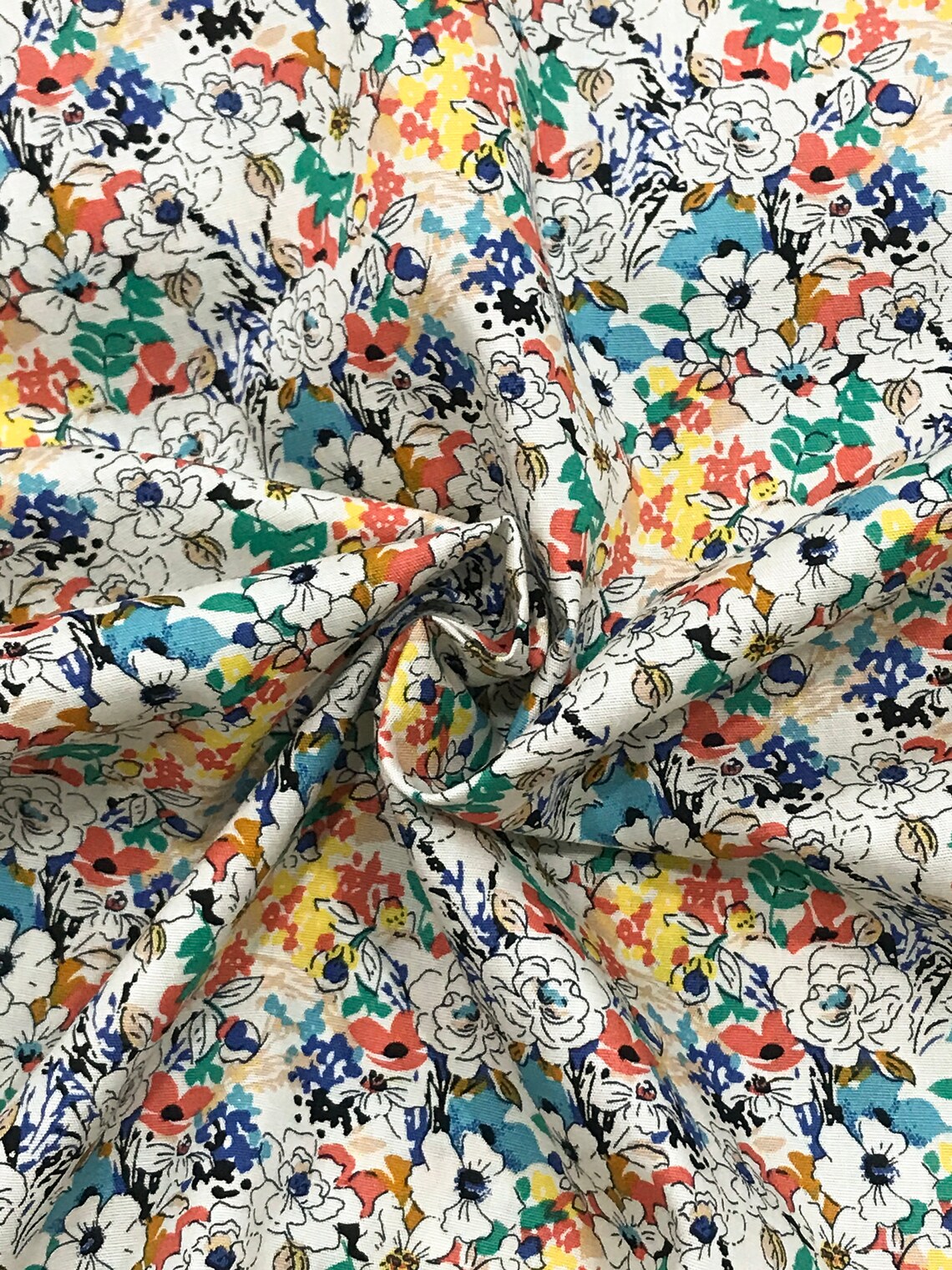 Fabric springtime Floral Multicolor Floral Print - Etsy