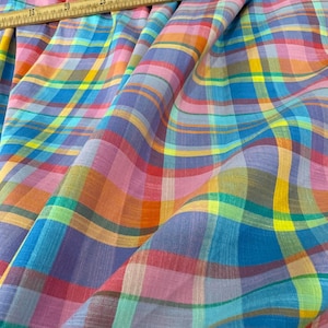Fabric “rainbow Plaid”- Plaid Cotton Fabric - Checkered Fabric ...