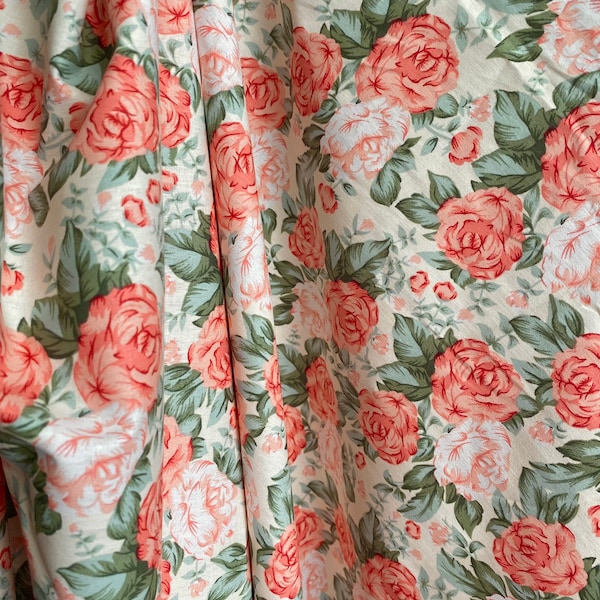 Rose Print Fabric - Etsy