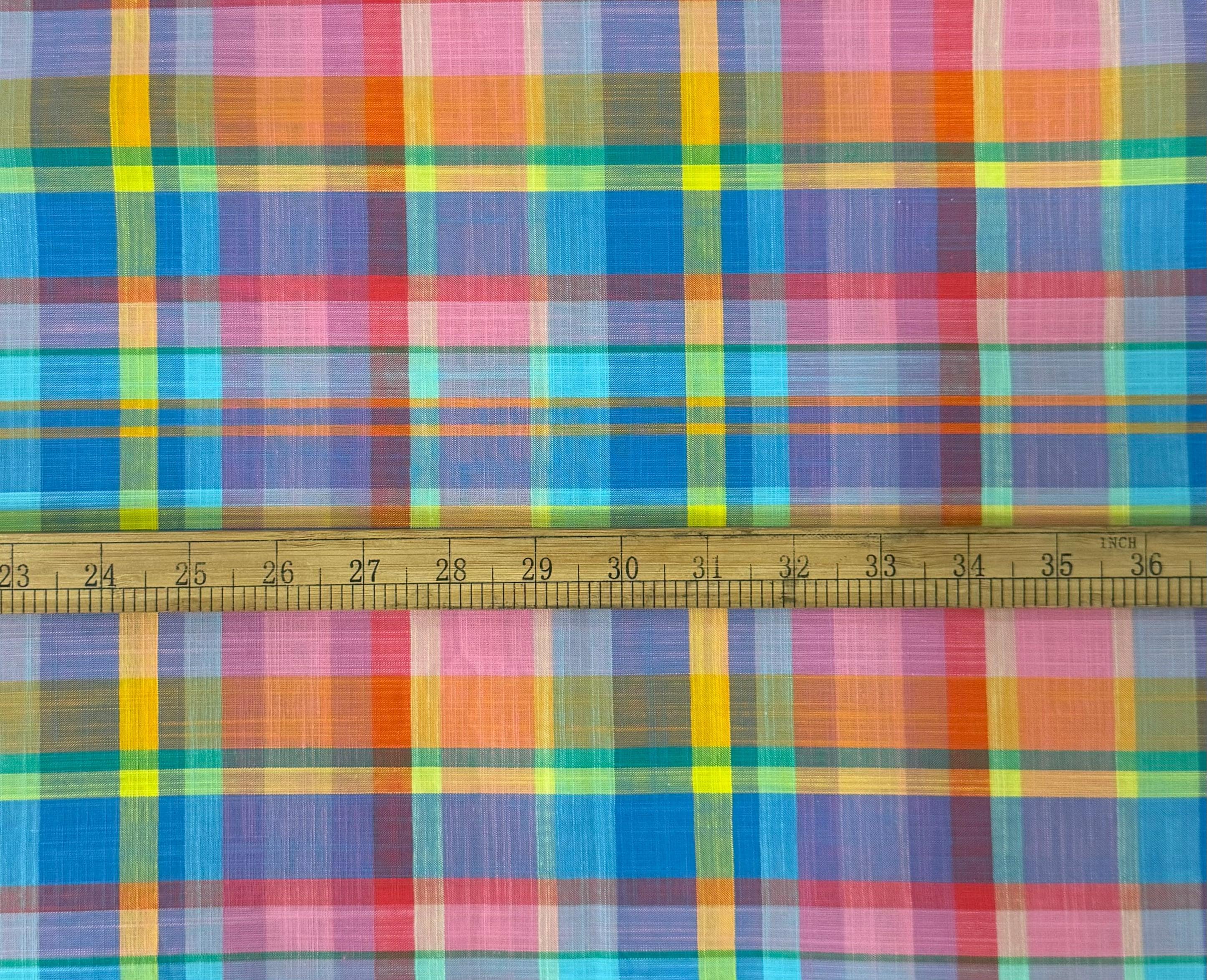 Fabric “rainbow Plaid”- Plaid Cotton Fabric - Checkered Fabric ...