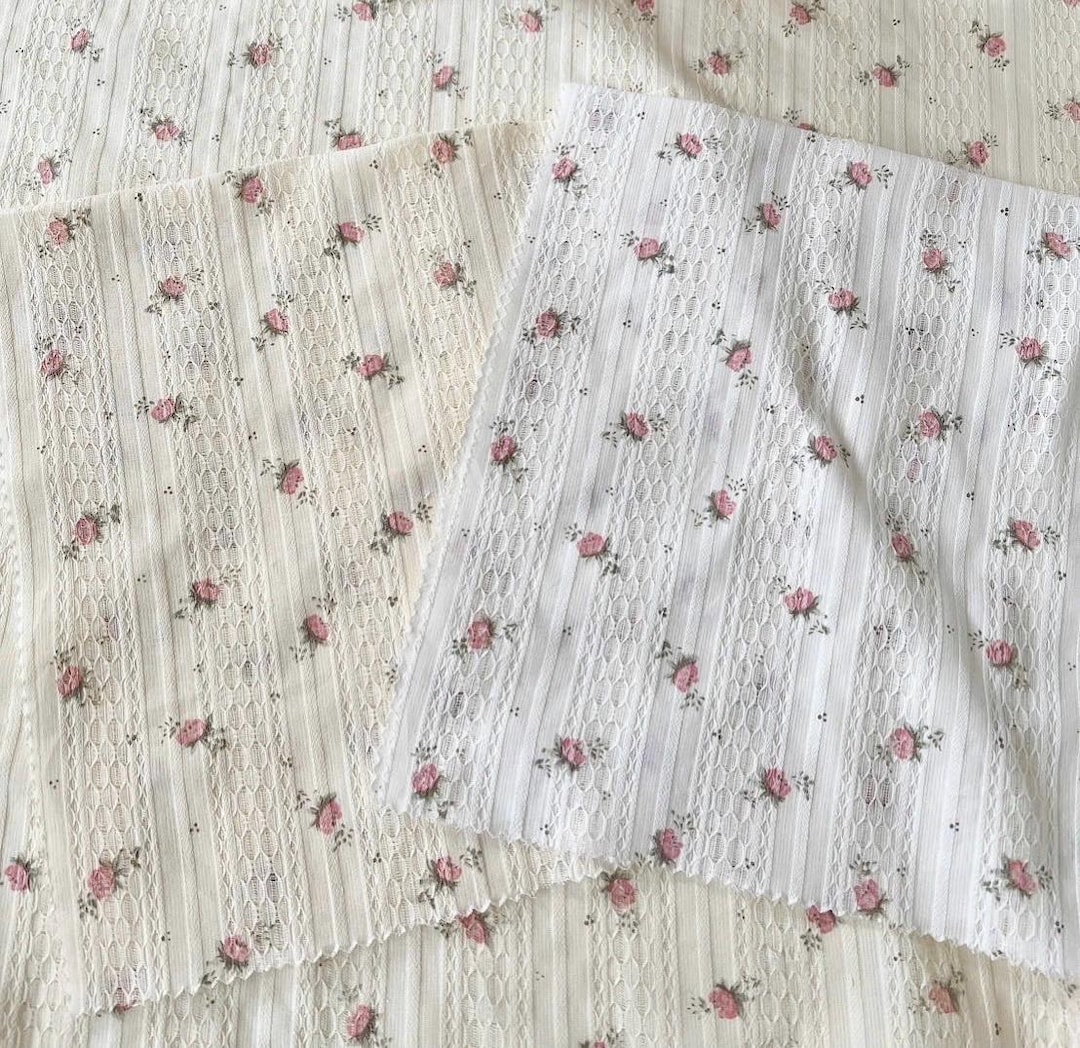 NEW! Fabric Rosebud Textured Stripe Cotton - Cotton Blend - by the Yard ...