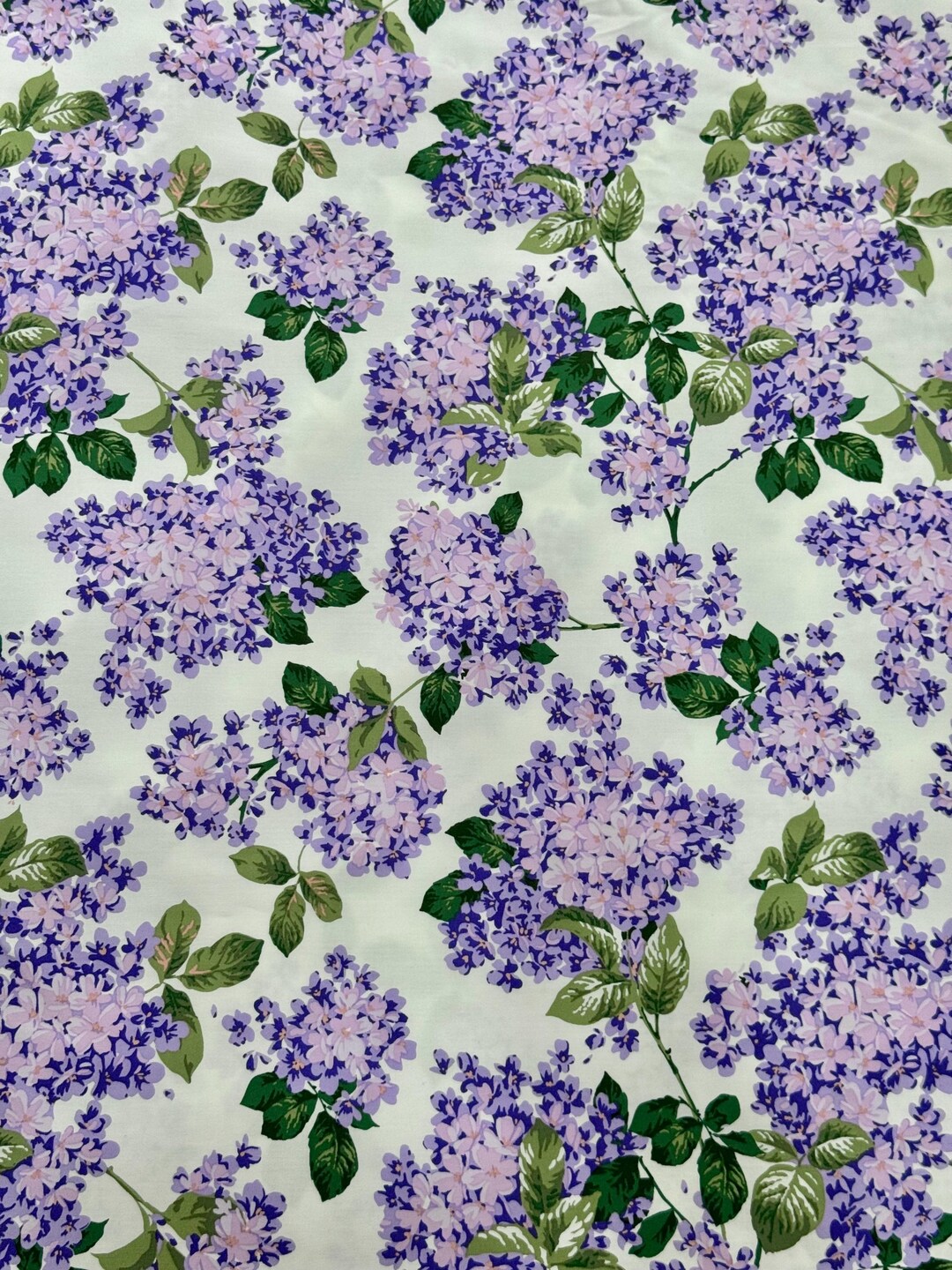 Fabric “purple Hydrangea Floral" Hydrangea Floral Print on the White ...