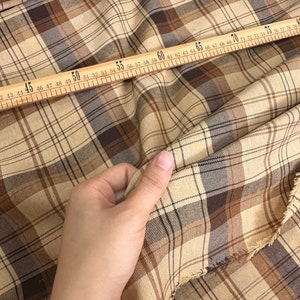 NEW Fabric Elegant Beige Plaid Tartan Brown Plaid Checkered Fabric Autumn Plaid Fabric Scottish ...