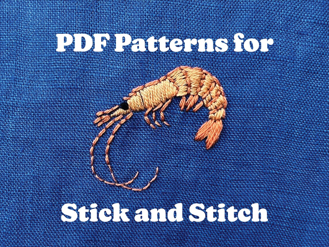 Prawn PDF Embroidery Pattern by Lily Adelaide Upton - Etsy