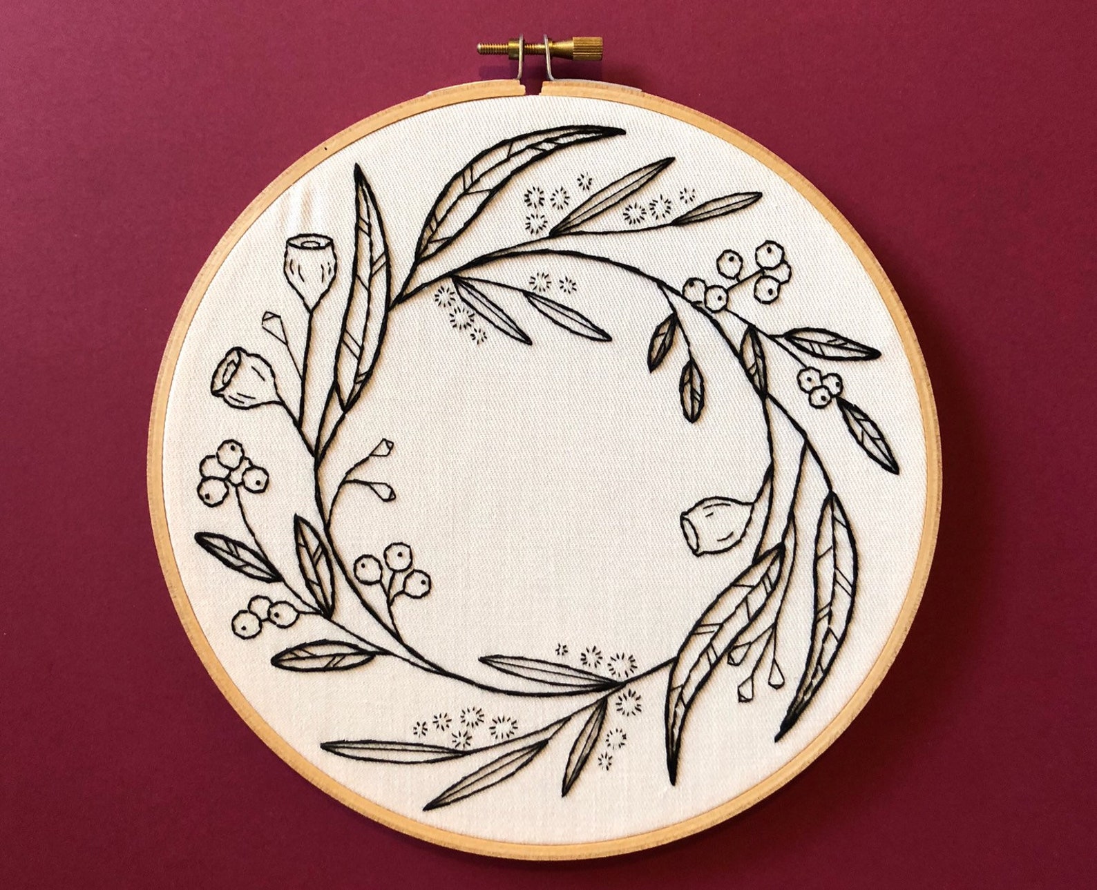 Monochrome Australian Natives Wreath PDF Embroidery Pattern by - Etsy ...