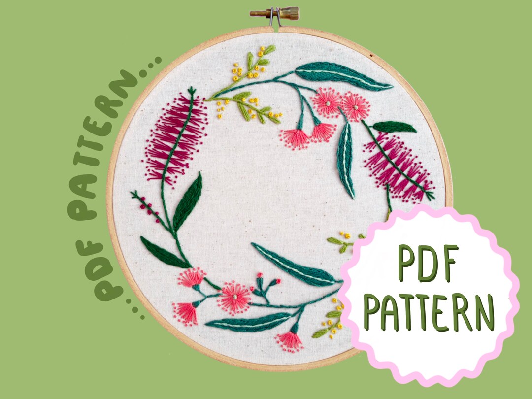 Australian Natives Wreath PDF Embroidery Pattern by Lily Adelaide Upton ...