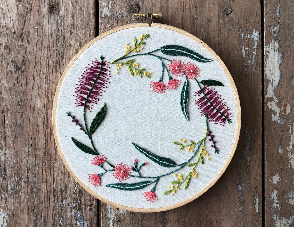 Australian Natives Wreath PDF Embroidery Pattern by Lily Adelaide Upton ...