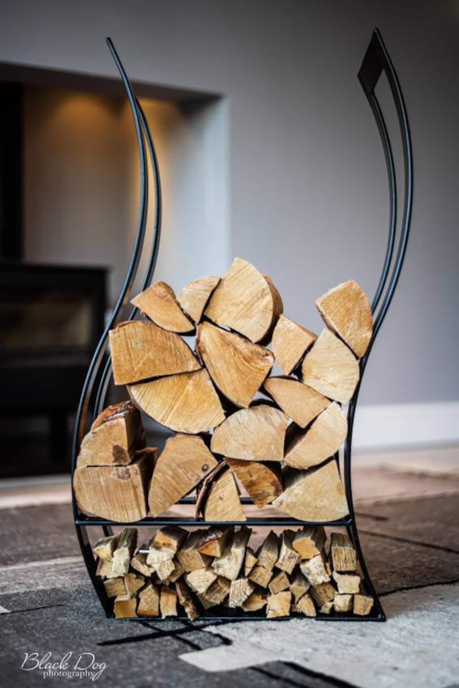 Log store wood store metal log store fire home interior | Etsy