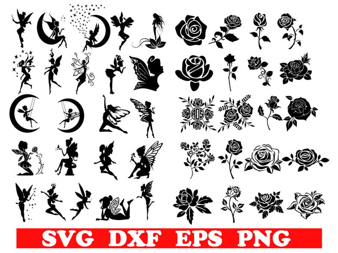 Fée svg rose svg fées svg fleurs svg cricut de fée rose | Etsy