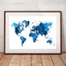 Navy Blue World Map Printable Navy Blue Watercolor World Map Wall Art ...
