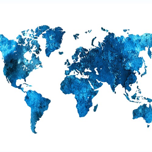 Nautical Nursery Art Navy Blue Map for Kids Printable World - Etsy