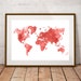 World Map Printable Watercolor Coral World Map Wall Art - Etsy