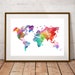 Rainbow World Map PRINTABLE Colorful Watercolor World Map Wall Art ...