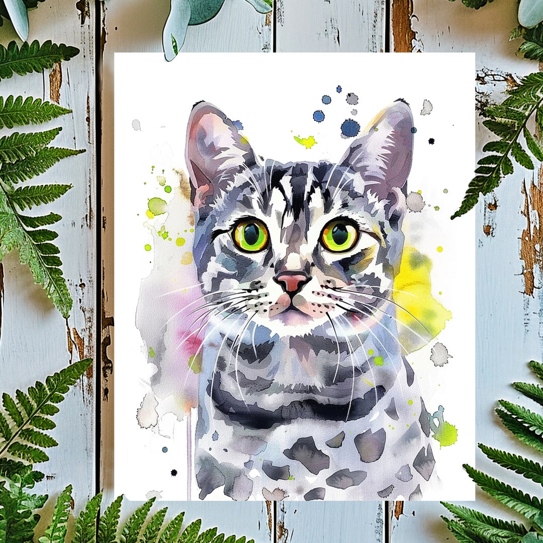 Tabby Cat Watercolor PRINTABLE ART Cat Print Cat Painting Cat Art Cat ...