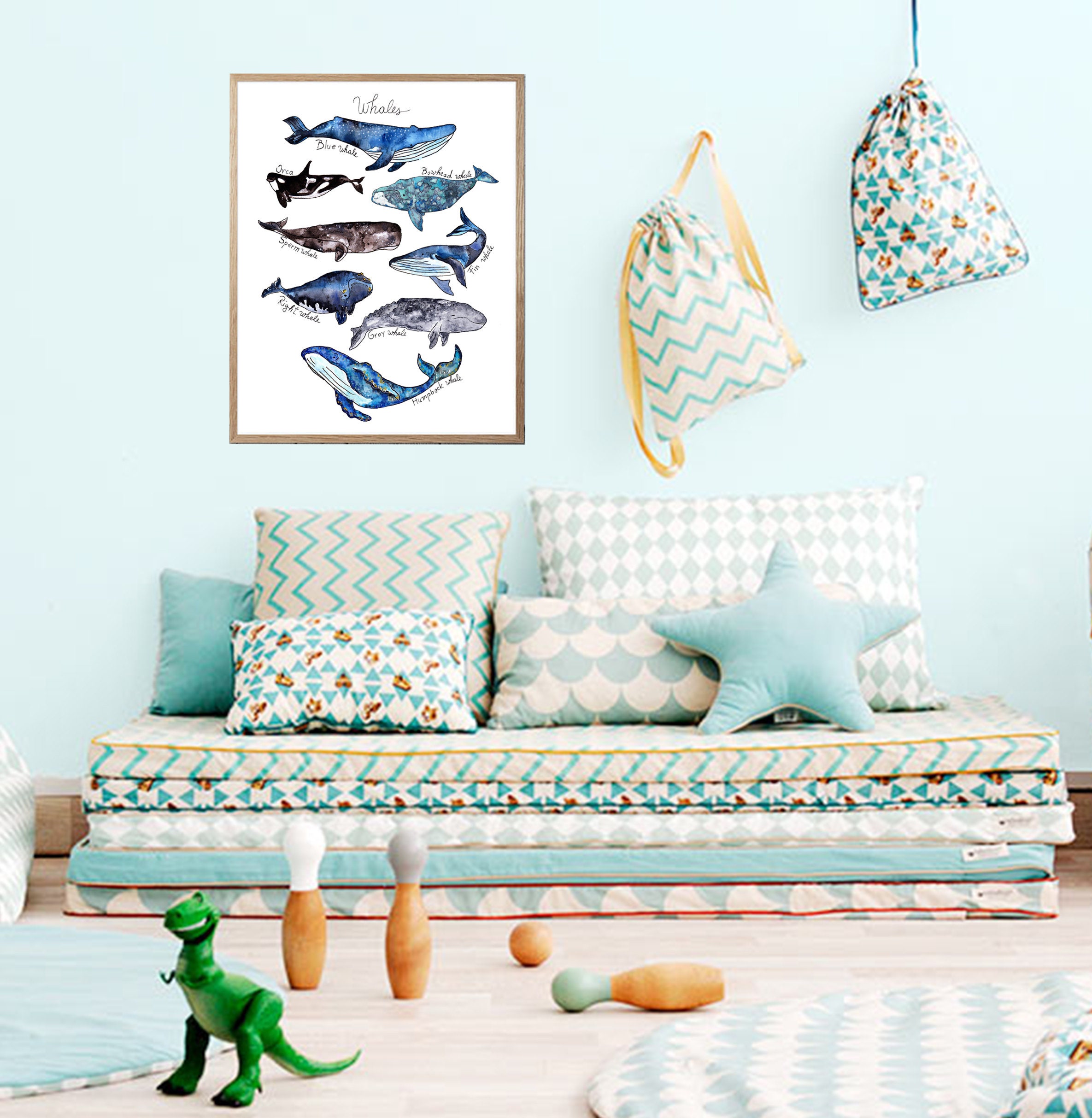 Watercolor Whale Print Whales Nautical Decor Whale Art Kids Room ...