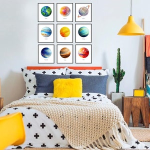 Set of 9 Watercolor Planets, Solar System PRINTABLE ART Poster Print ...