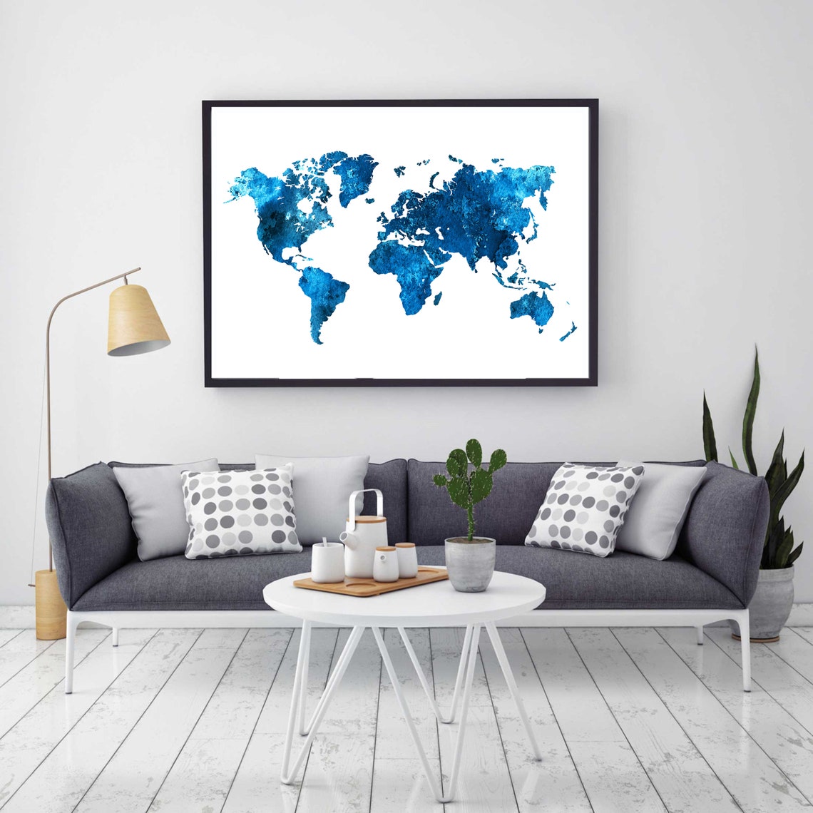 Navy Blue World Map Printable Navy Blue Watercolor World Map | Etsy