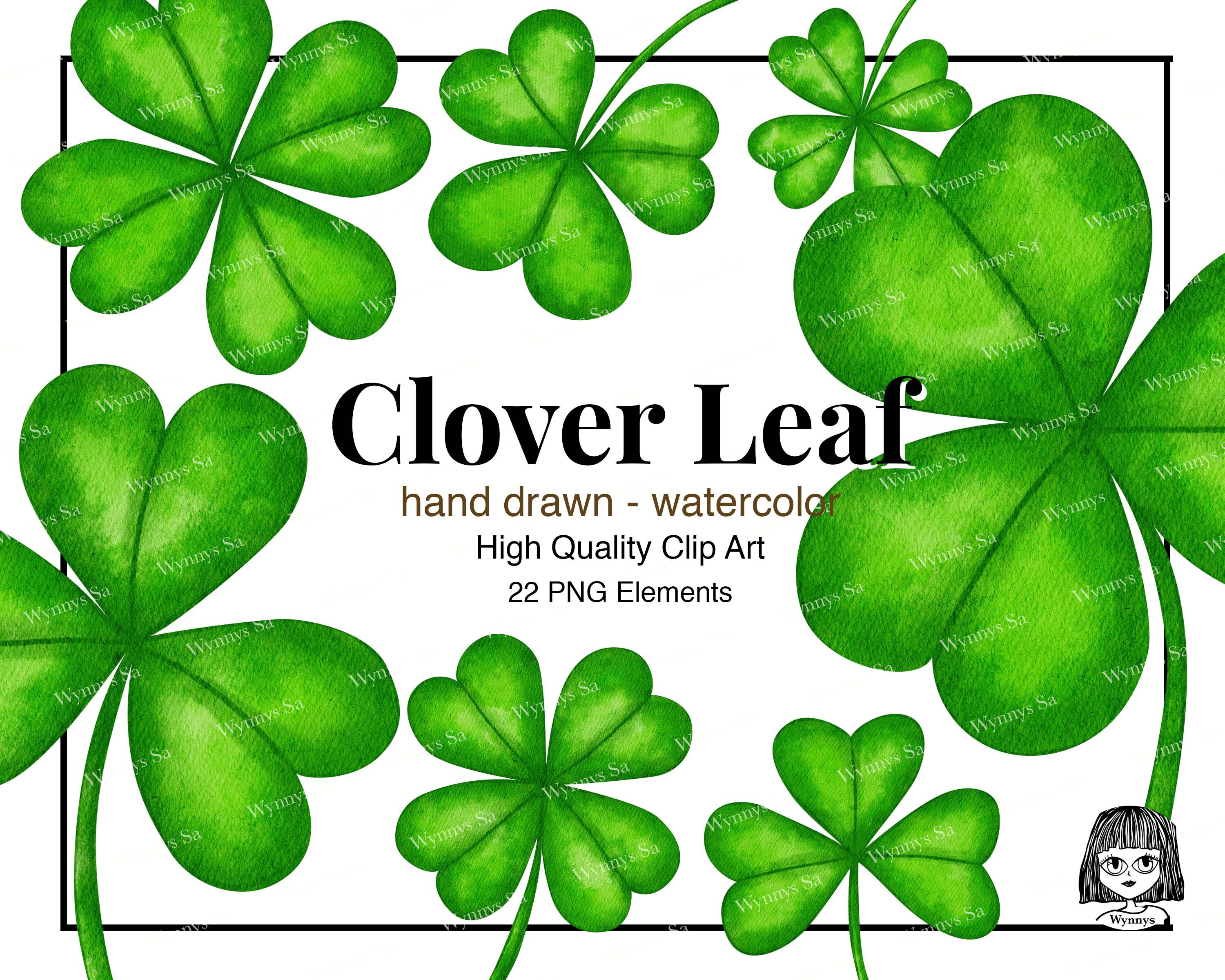 Clover Leaf Watercolor | Hand Drawn Clover Leaf | Clover Leaf Clip Art ...