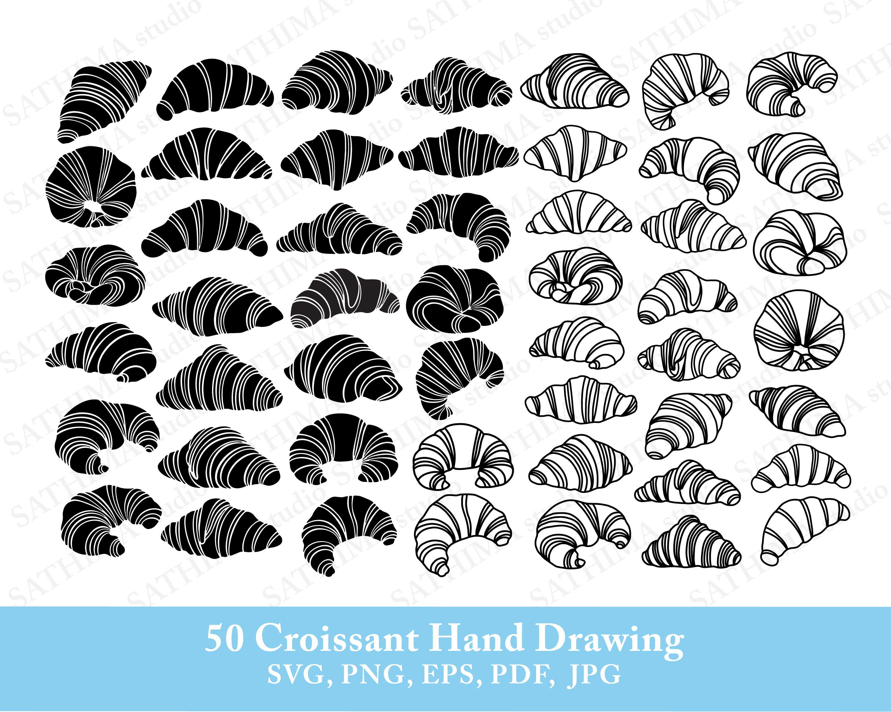 Croissant Svg | Croissant Clipart | Croissant Drawing | Croissant ...