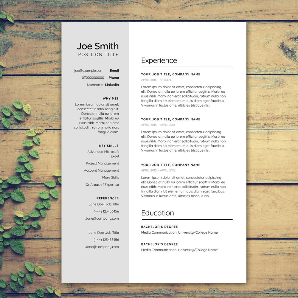 Professional Resume Template , Grey Resume Template, Neutral Grey ...