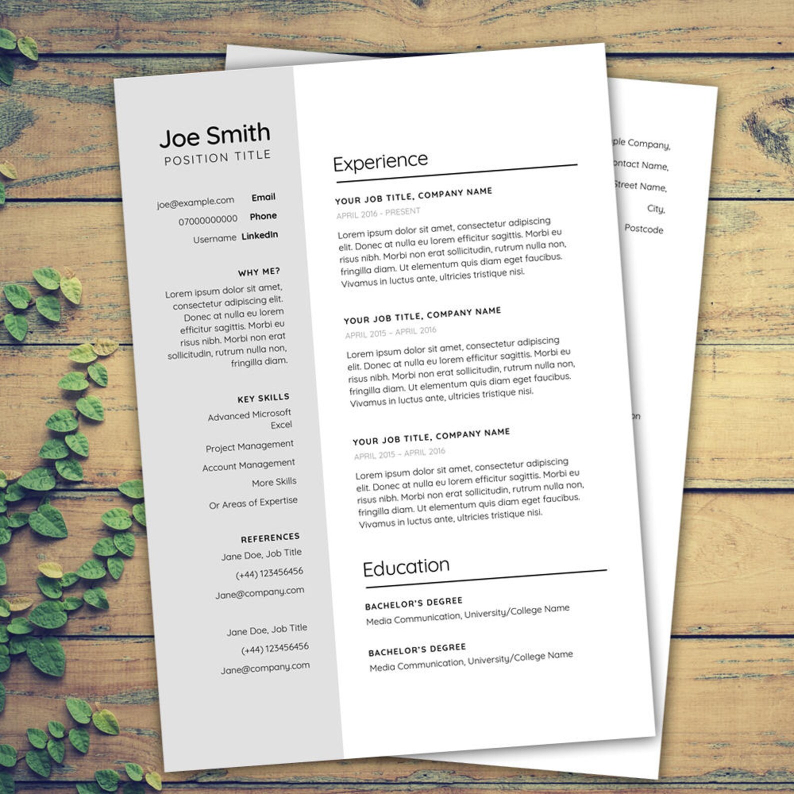 Professional Resume Template , Grey Resume Template, Neutral Grey ...