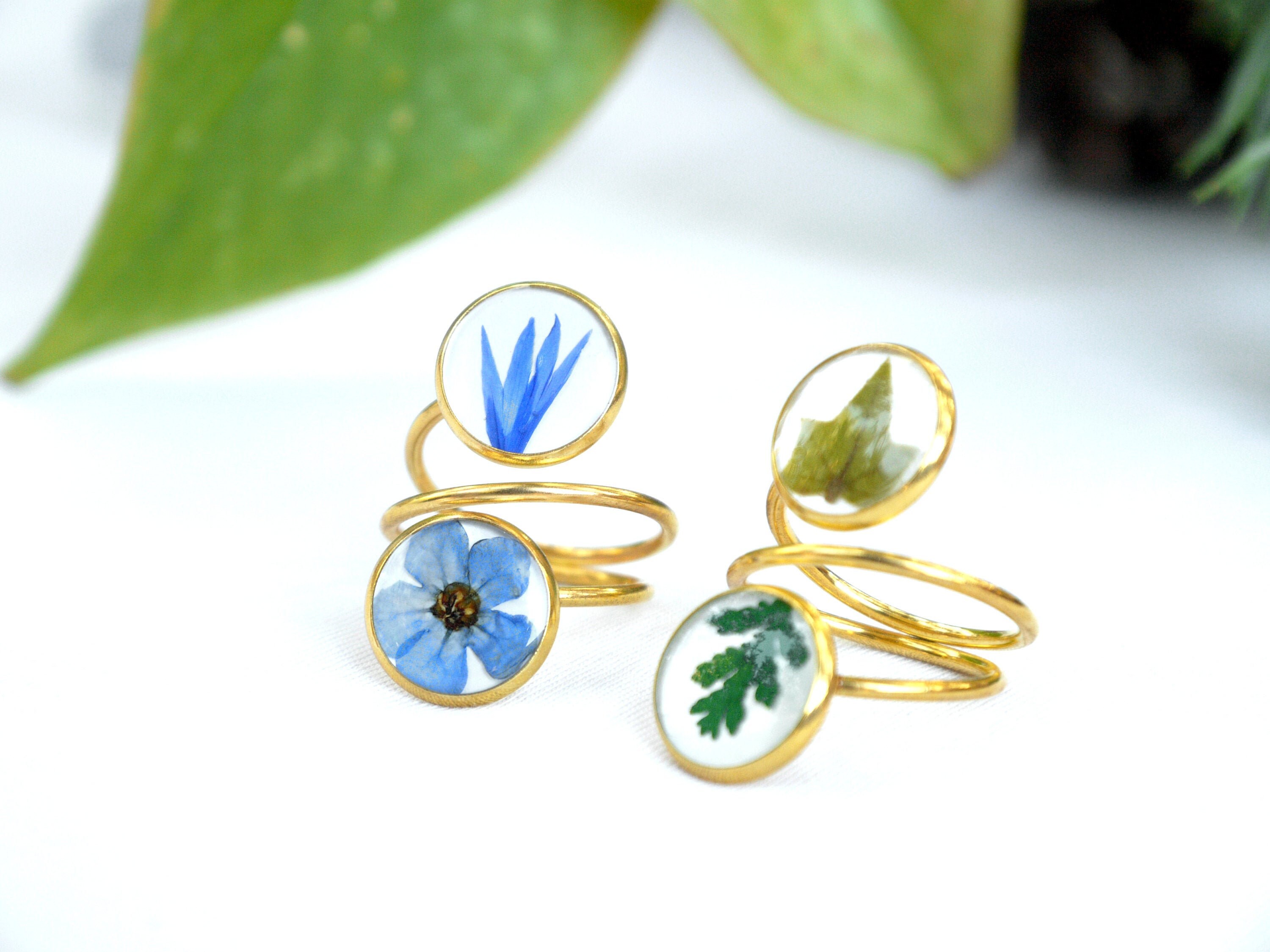 Pressed Flower Ring Resin Jewelry Real Flower Rings Dry - Etsy UK