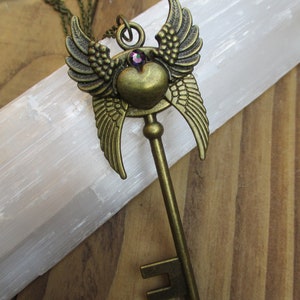Skeleton Key Necklace / Wings of Love Necklace / Steampunk Jewellery ...