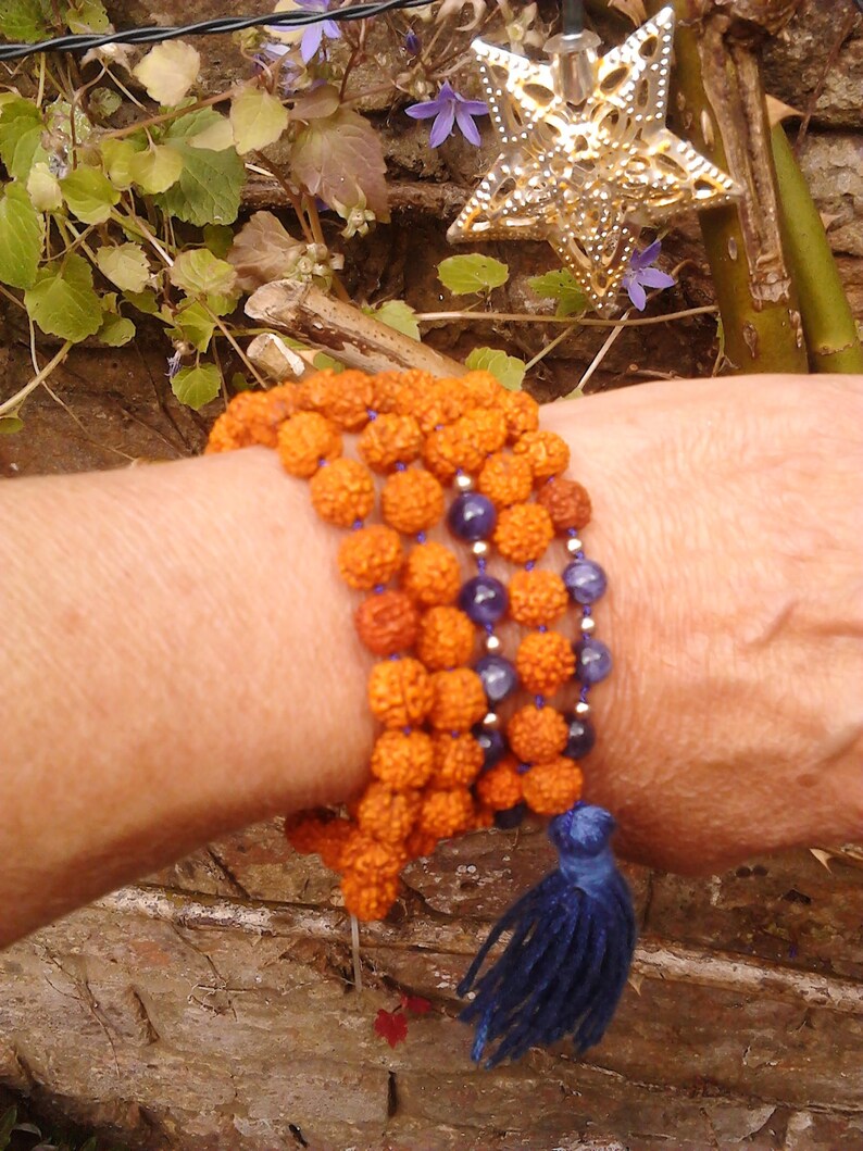 Rudraksha Mala / Blue Meditation Mala / Mala Beads 108 / Hand Knotted ...