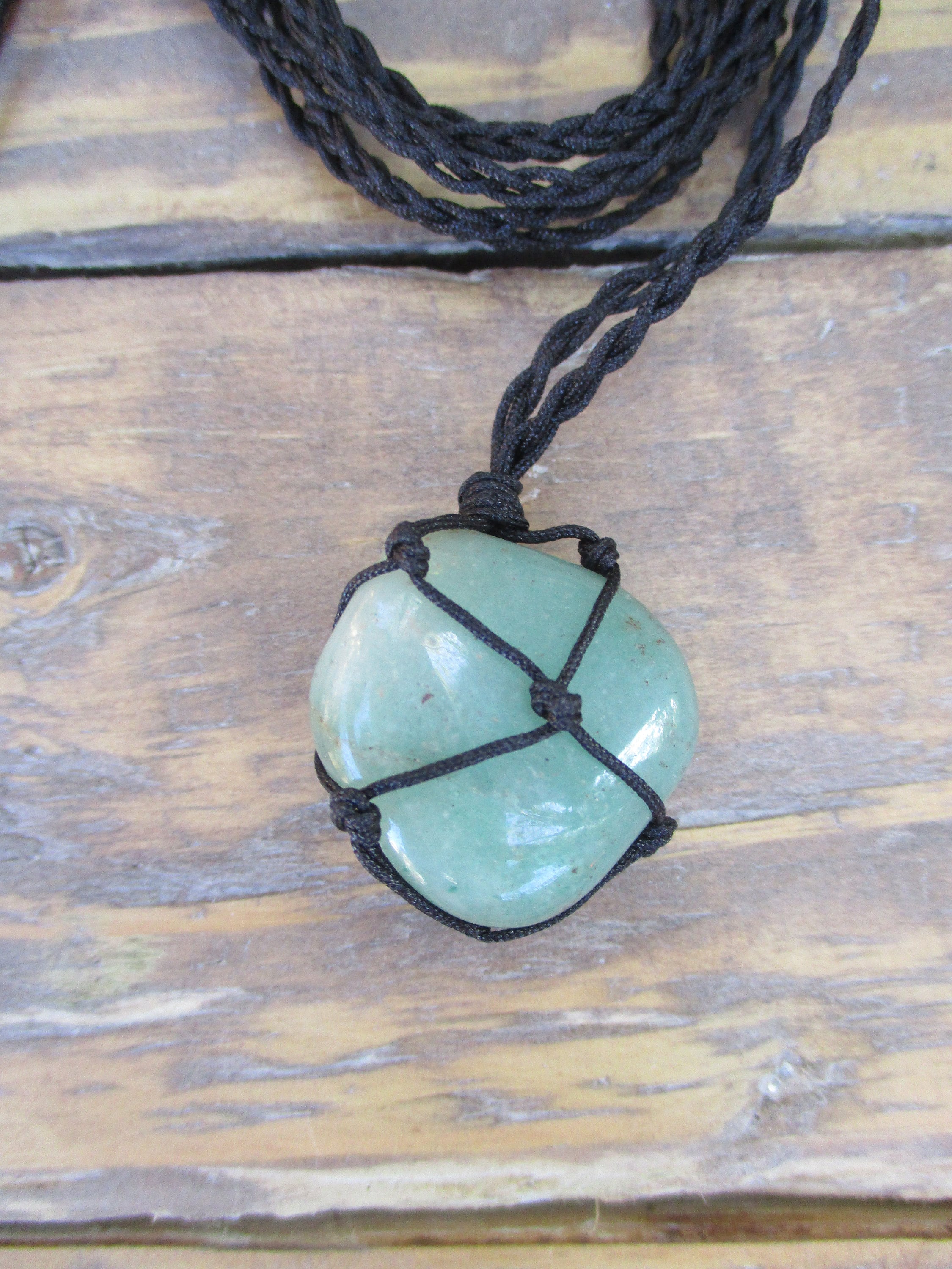 Green Aventurine Necklace / Green Aventurine in Macrame Pouch / Crystal ...