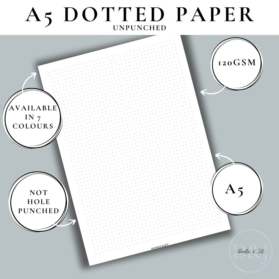 UNPUNCHED A5 Dotted Paper With Spacing | A5 Dot Grid Paper | 120gsm ...
