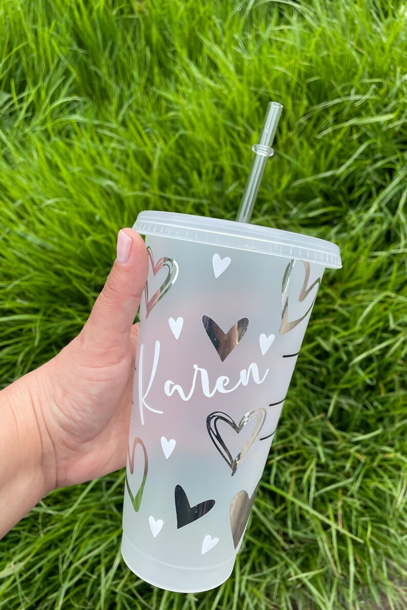Personalised Cold Cup With Straw Starbucks Inspired Cold Cup - Etsy UK