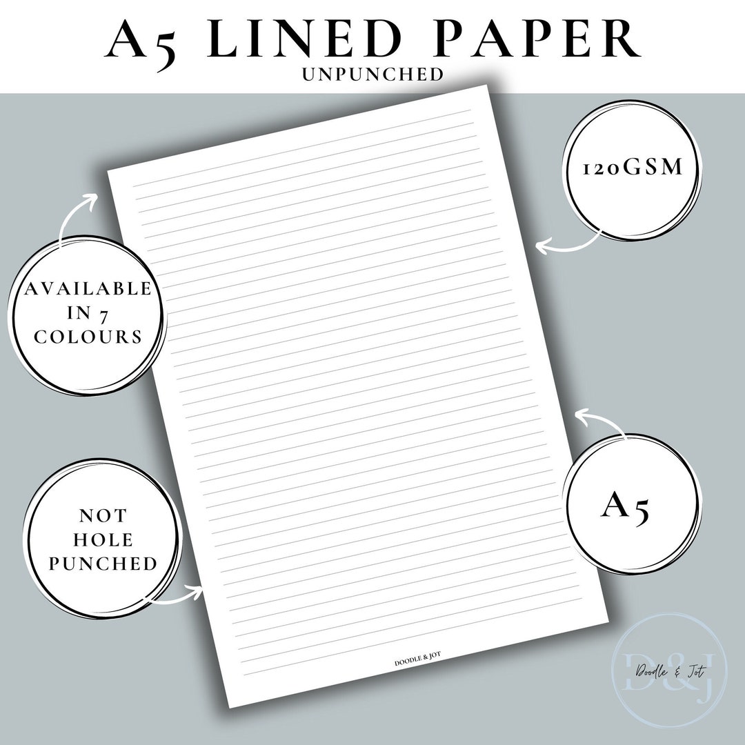 UNPUNCHED A5 Lined Paper With Spacing | A5 Lined Paper | 120gsm ...