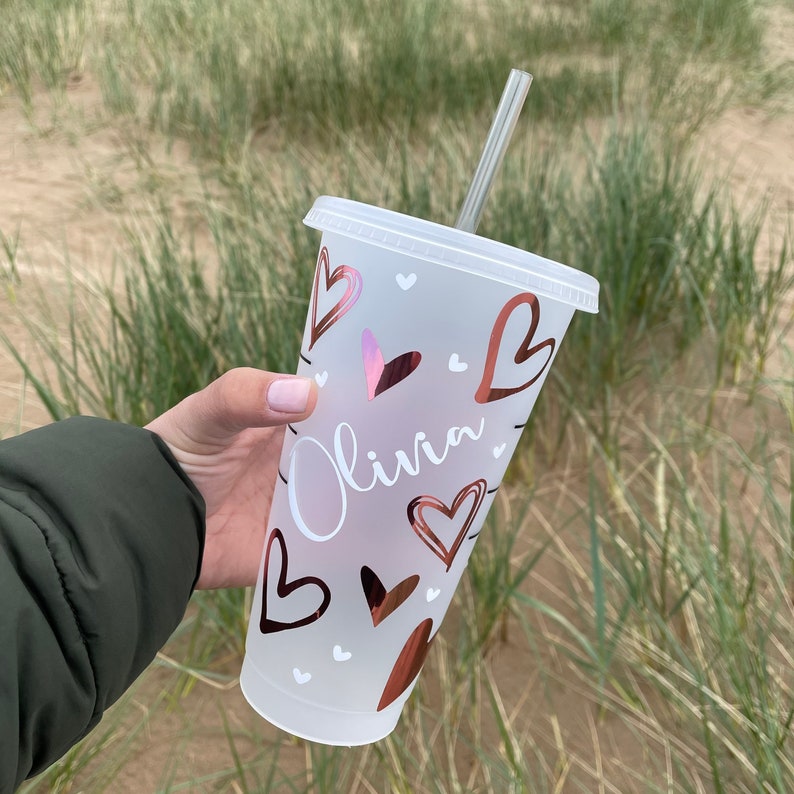 Personalised Cold Cup With Straw Starbucks Inspired Cold Cup - Etsy UK