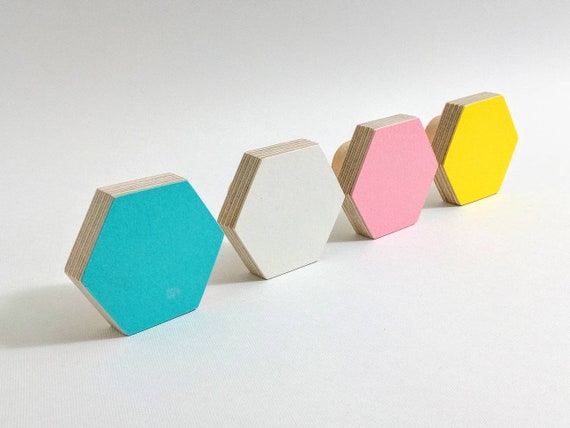 Hexagon knob. Kitchen cupboard doors. Shapes drawer knobs. | Etsy