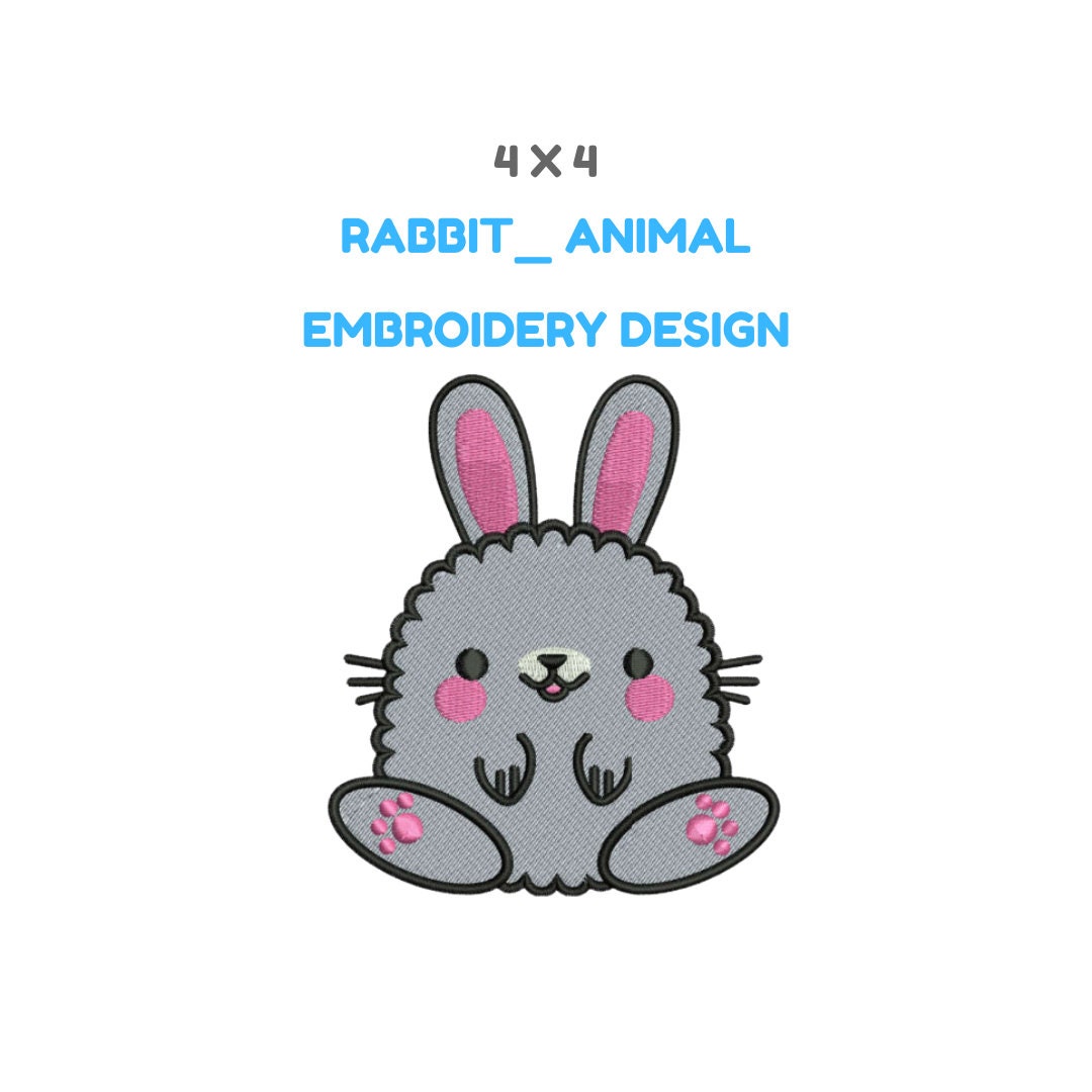 Rabbit Embroidery Design Animal Machine Embroidery Design - Etsy