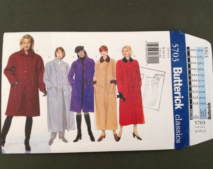 Butterick 5703 Classic Raglan Sleeve Coats Size 8 12 - Etsy